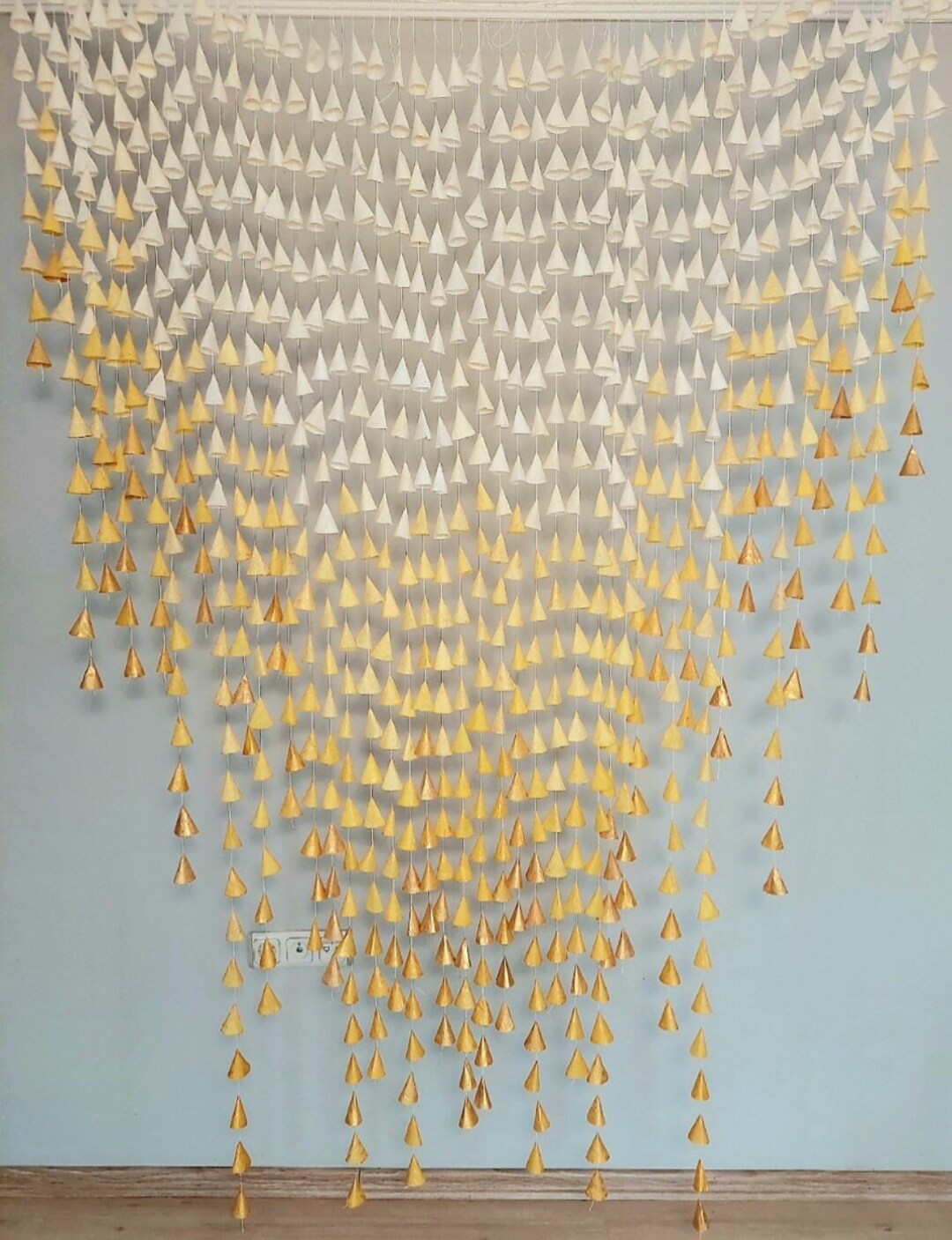 Gold Ombre Paper Cone Garland: Bridal Shower Backdrop - Etsy