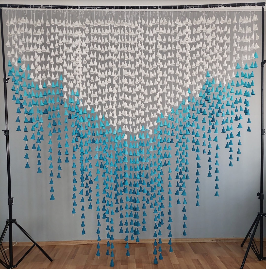 Teal Blue Ombre Paper Cone Garland: Wedding Backdrop Decor - Etsy