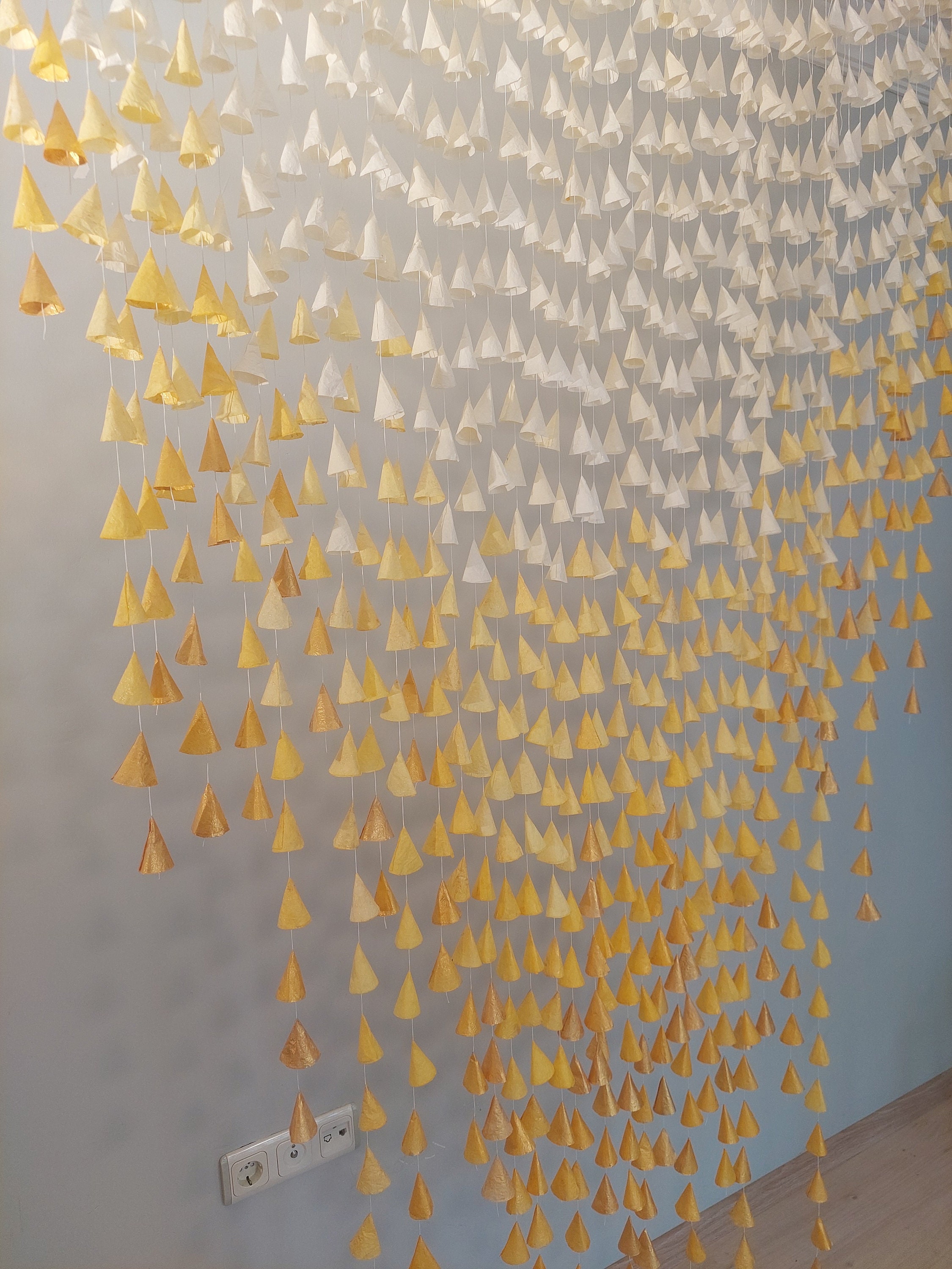Gold Ombre Paper Cone Garland: Bridal Shower Backdrop - Etsy