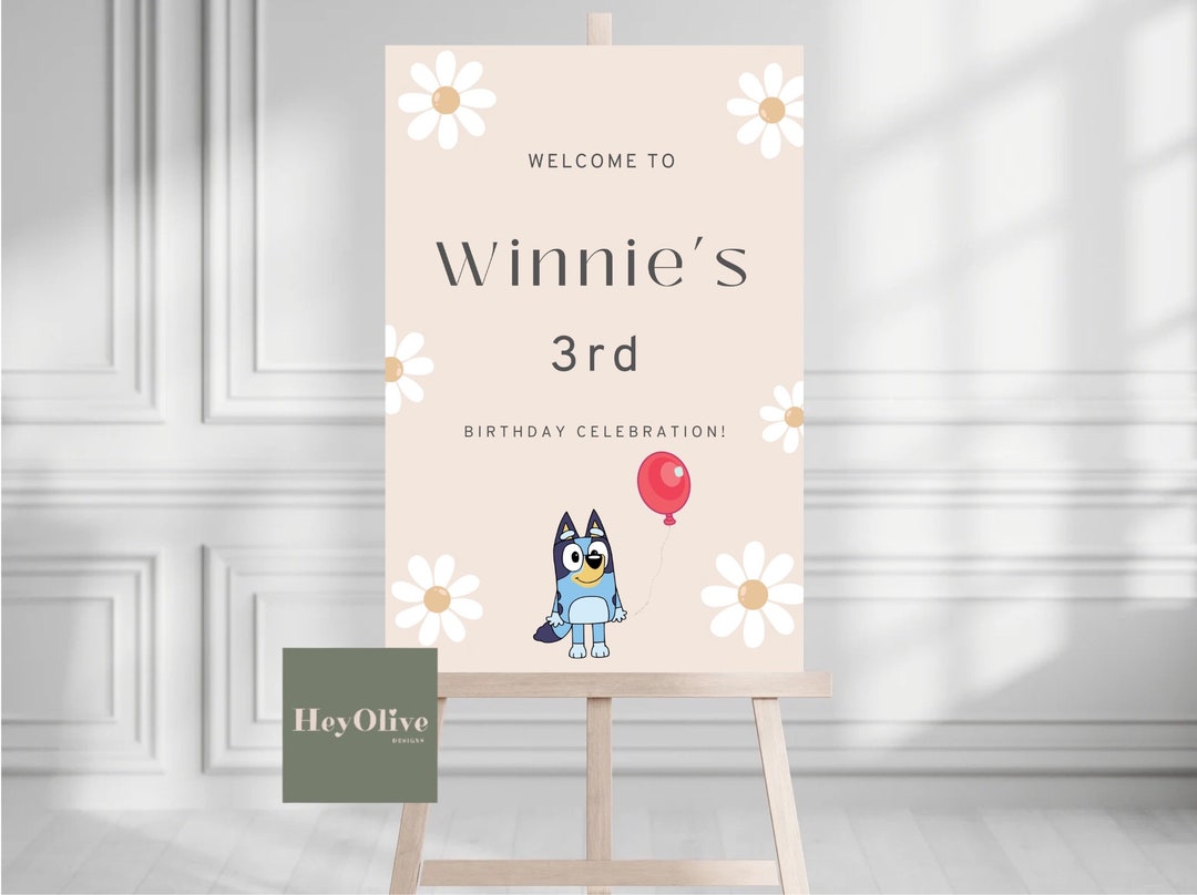 DIGITAL Download Editable Bluey Birthday Sign, Minimalist Bluey ...