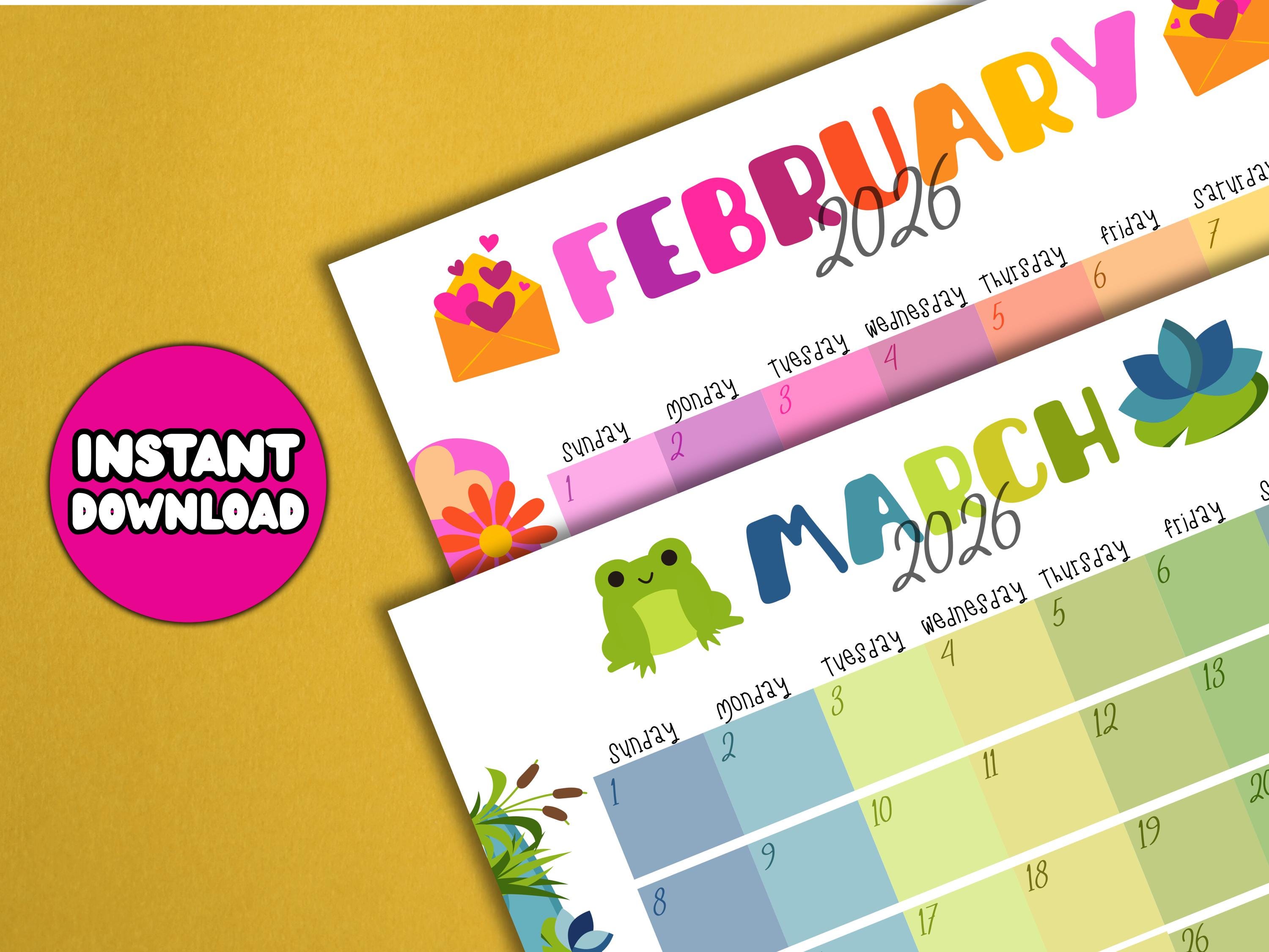 Printable 2025 - 2026 School Year Calendars: Set of 12 Months - Etsy