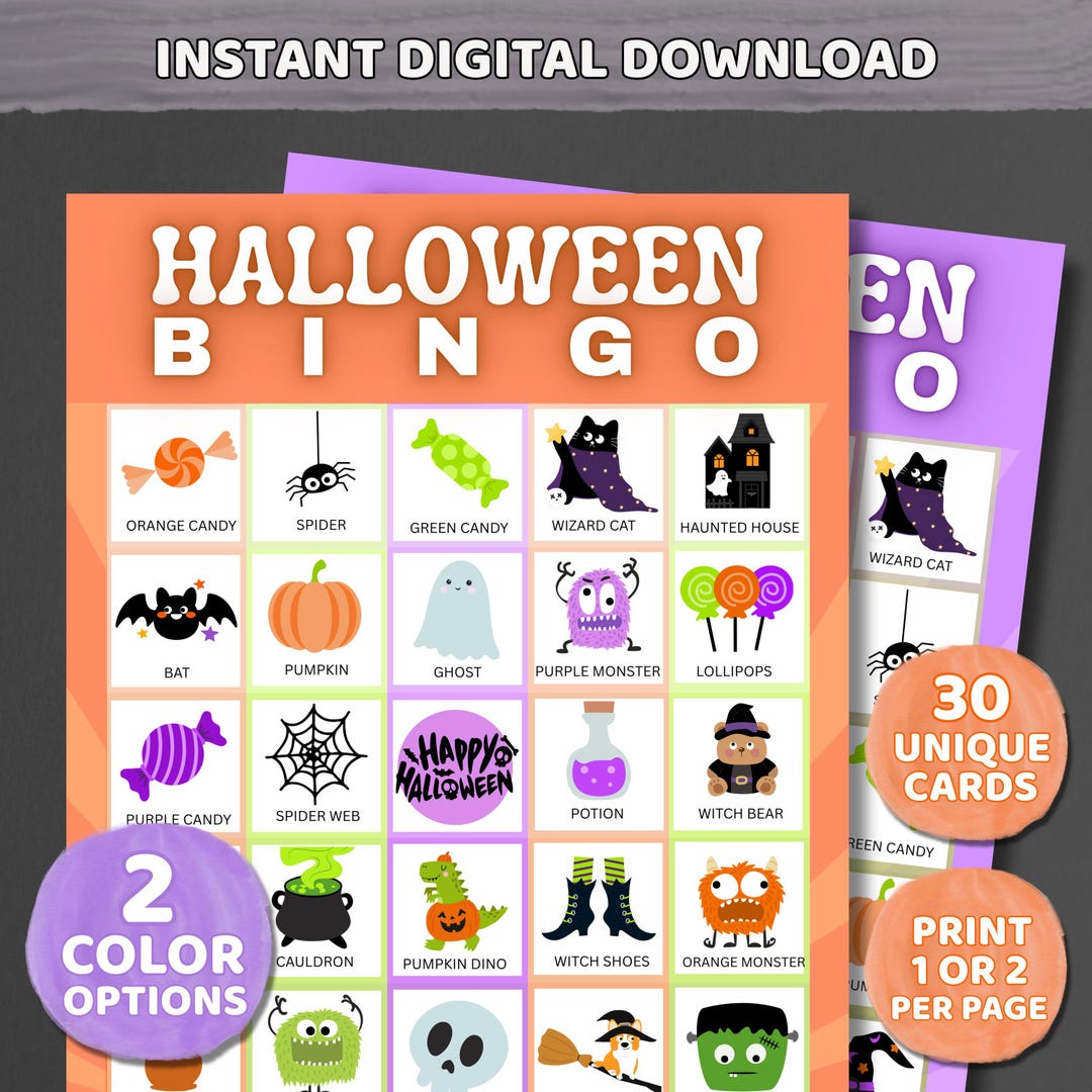 Printable Halloween Bingo for Classroom and Parties - Etsy