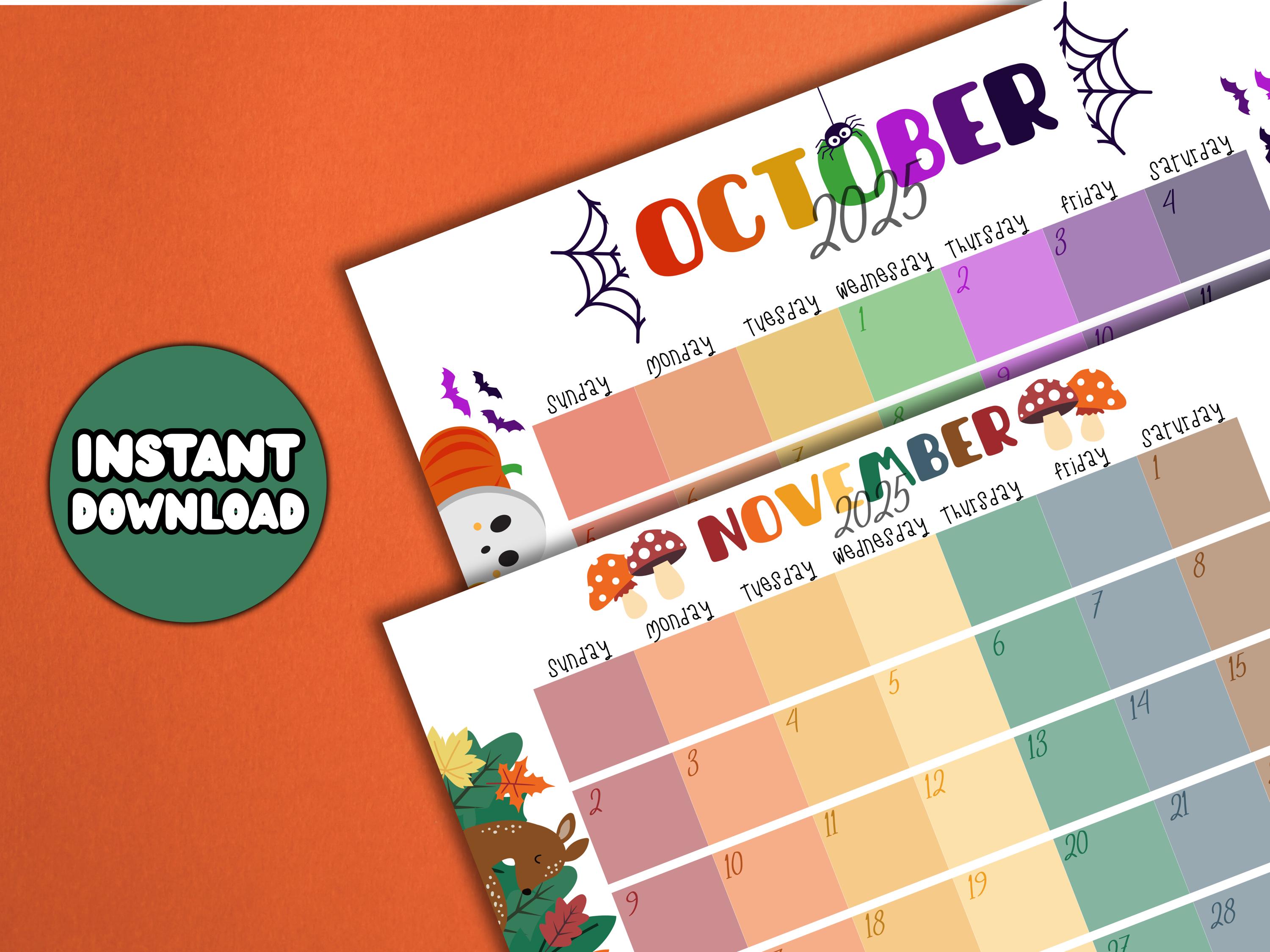 Printable 2025 - 2026 School Year Calendars: Set of 12 Months - Etsy