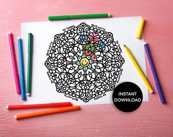 Smiley Coloring Page - Etsy
