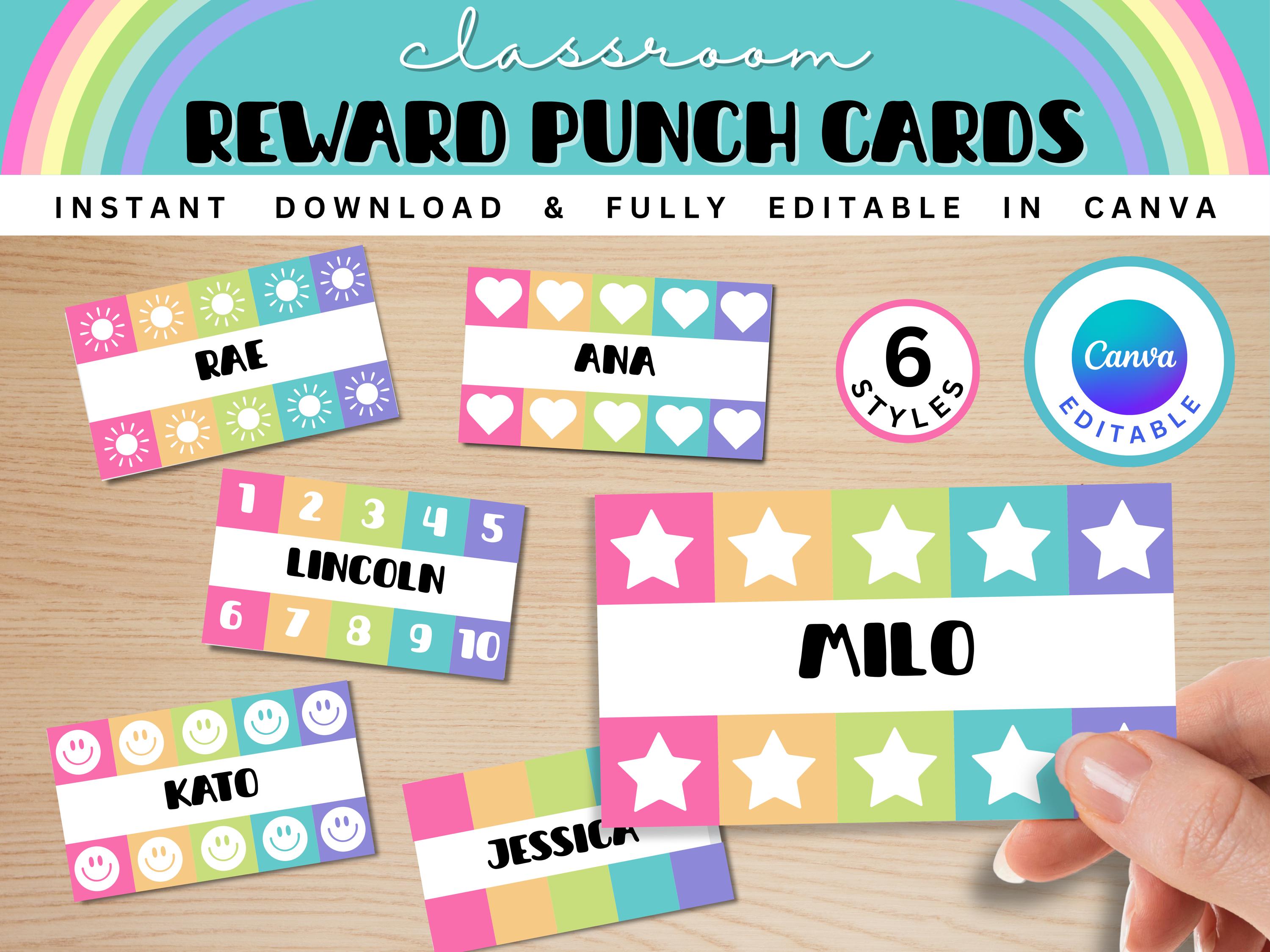 Rainbow Reward Punch Cards Canva Template for Parents and Teachers - Etsy