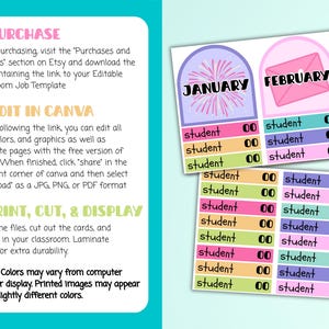 Editable Rainbow Classroom Birthday Display Canva Template - Etsy