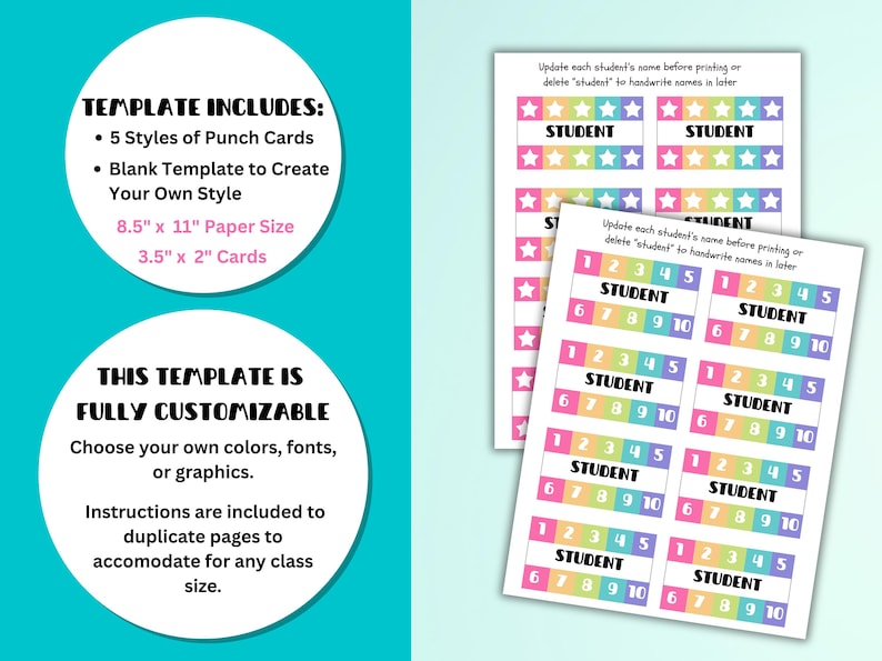 Rainbow Reward Punch Cards Canva Template for Parents and Teachers - Etsy