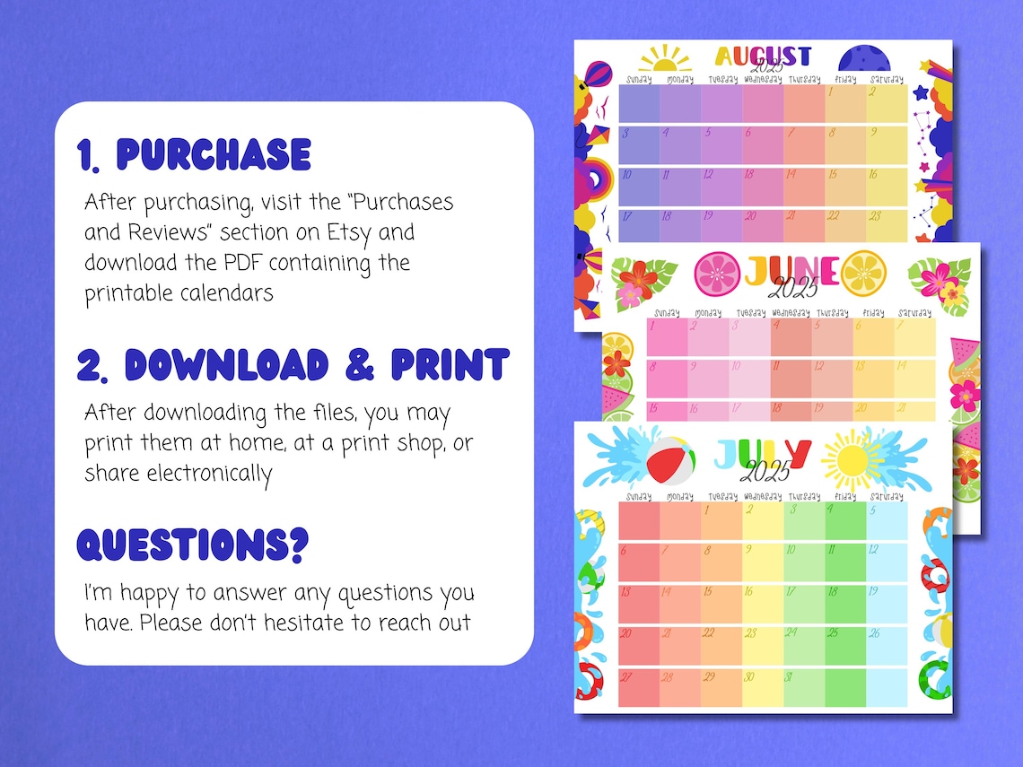 Printable 2025 - 2026 School Year Calendars: Set of 12 Months - Etsy