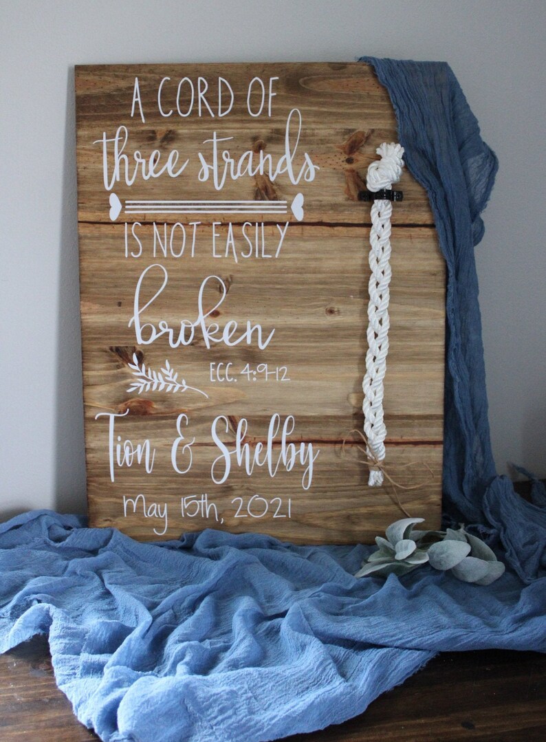 Cord of Three Strands Bible Verse Ecclesiastes 4:12 Unity Sign Wedding ...
