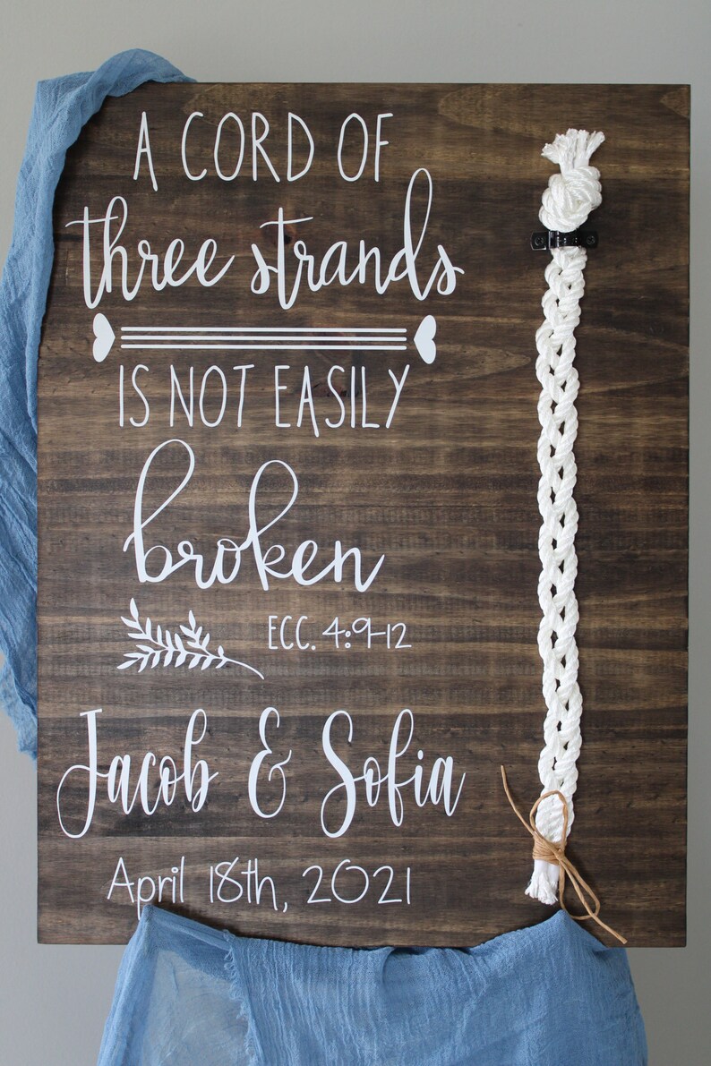 Cord of Three Strands Bible Verse Ecclesiastes 4:12 Unity Sign Wedding ...