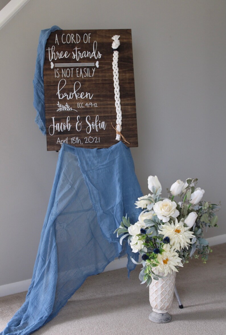 Cord of Three Strands Bible Verse Ecclesiastes 4:12 Unity Sign Wedding ...