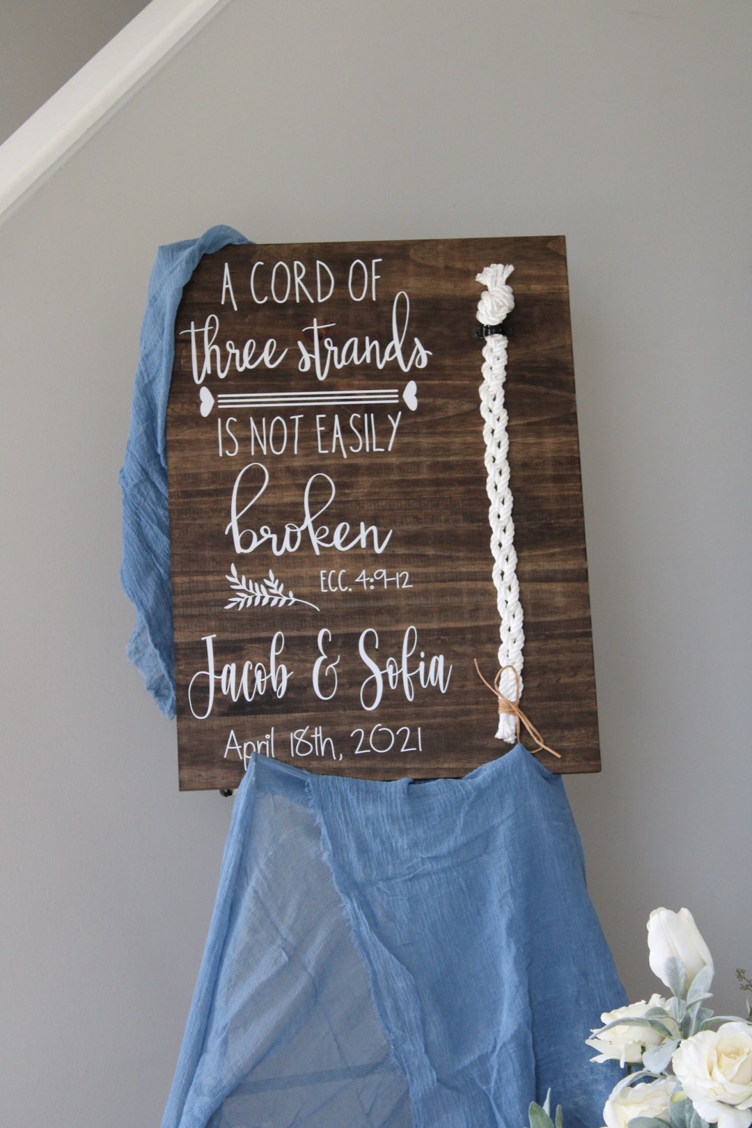 Cord of Three Strands Bible Verse Ecclesiastes 4:12 Unity Sign Wedding ...