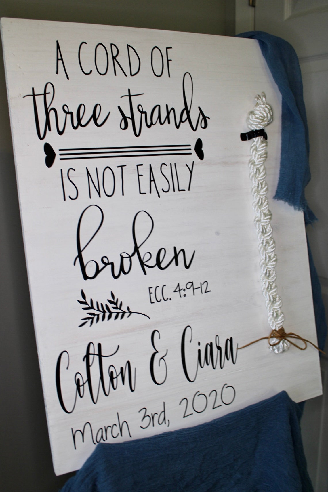 Cord of Three Strands Bible Verse Ecclesiastes 4:12 | Etsy