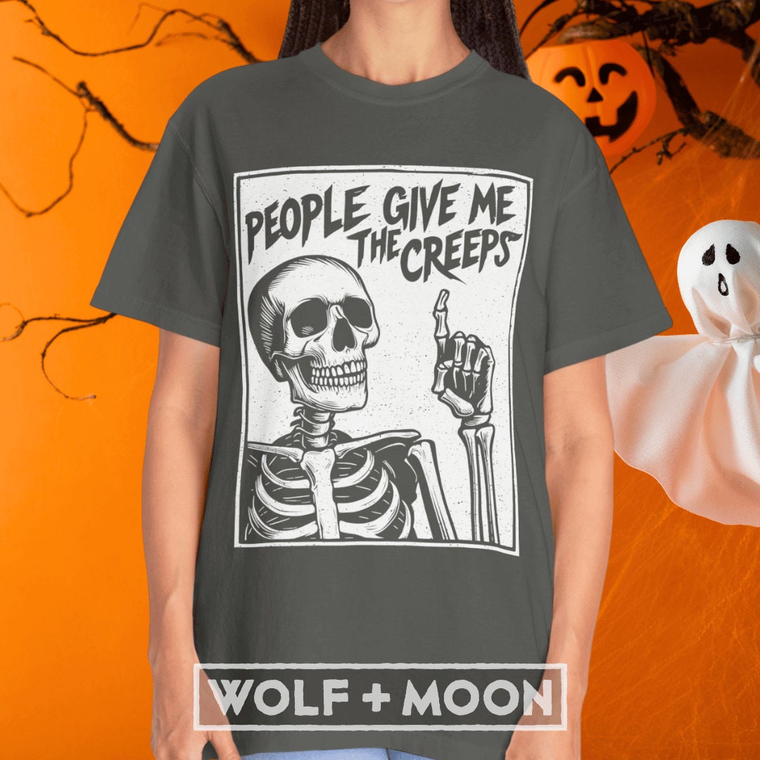 Vintage Halloween Spooky Skeleton Oversized T Shirt Creepy Cute Gothic ...