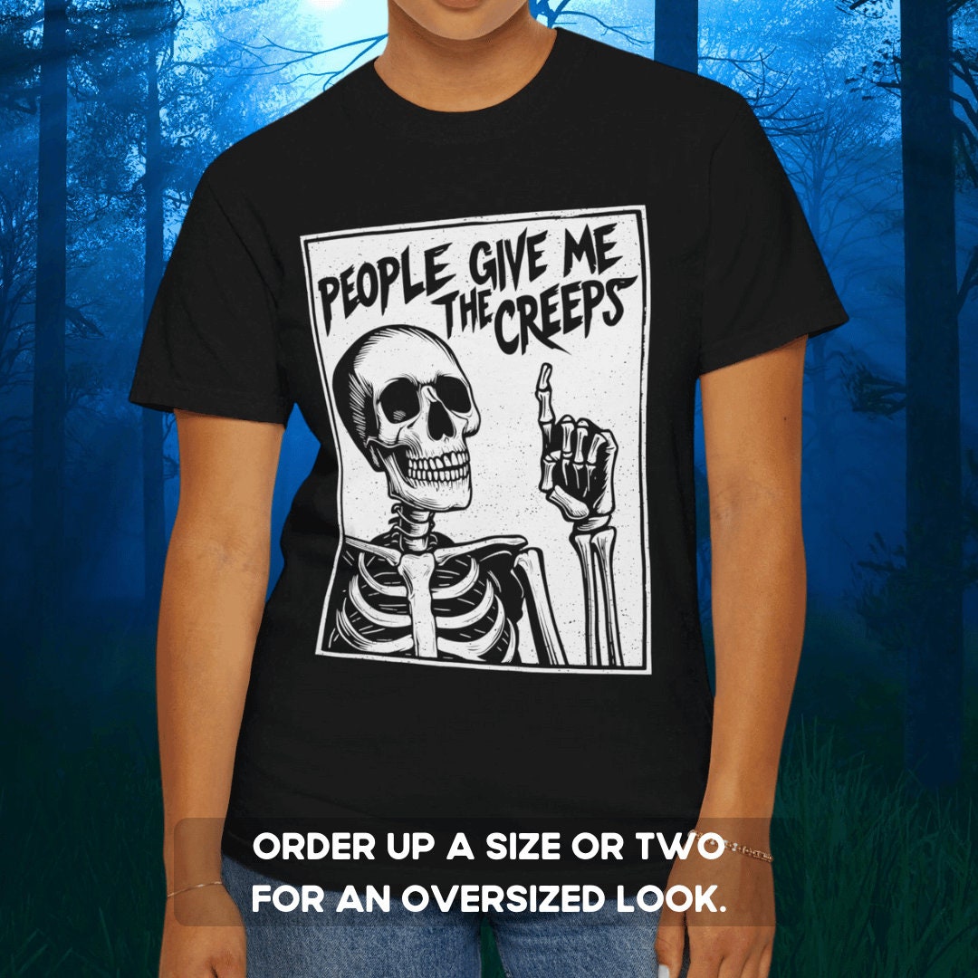 Vintage Halloween Spooky Skeleton Oversized T Shirt Creepy Cute Gothic ...