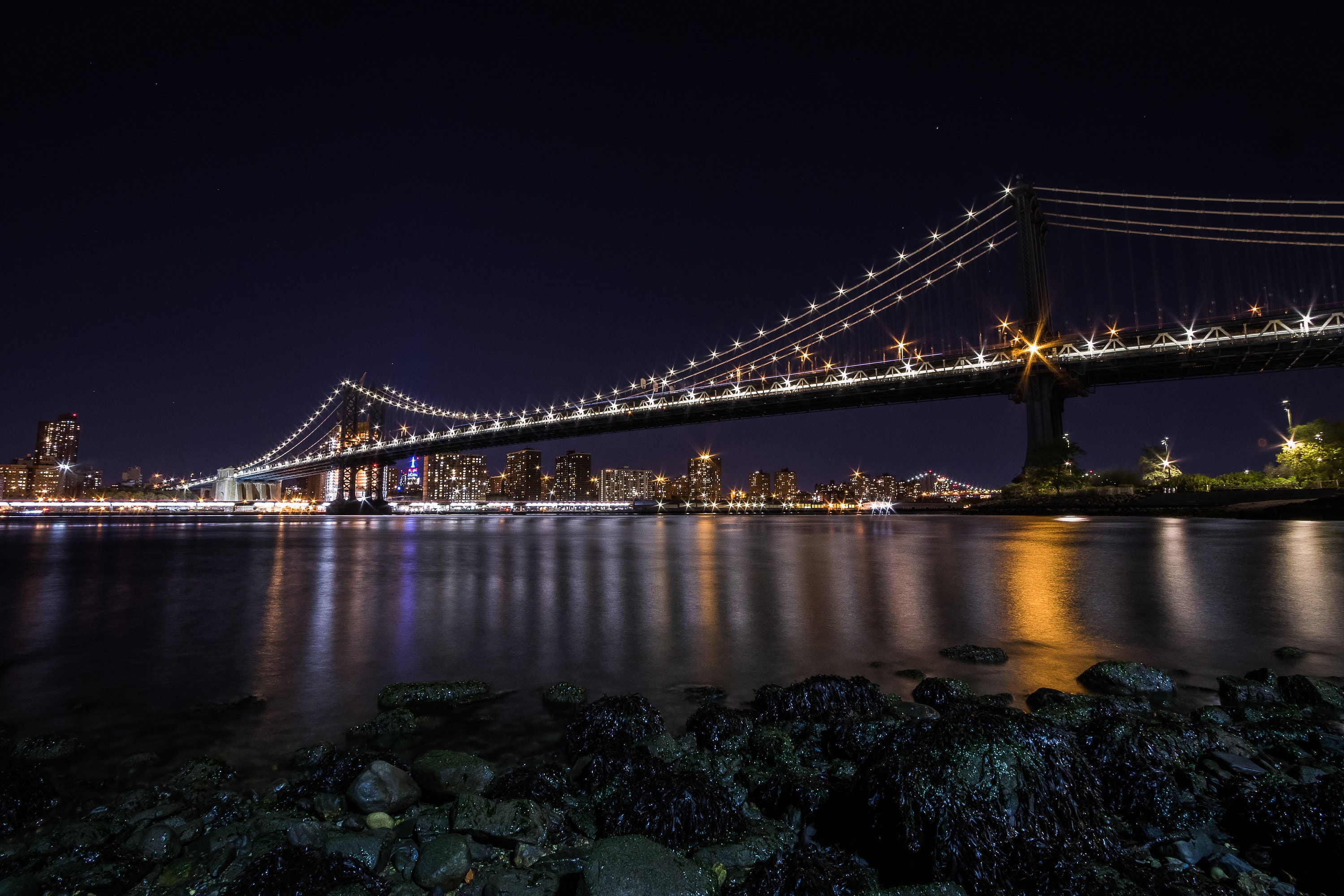 New York at Night - Manhattan Bridge Digital Download - Etsy