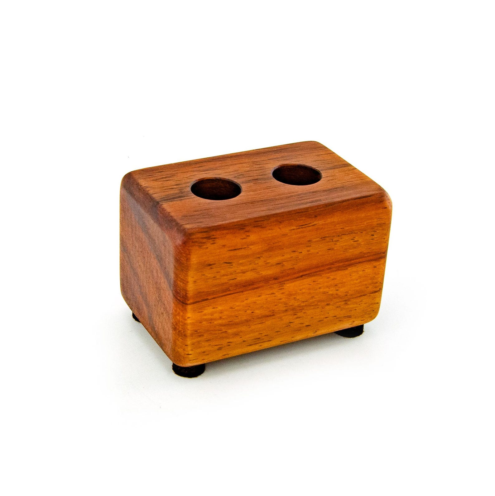 African Padauk Double Pen Holder Stand Wooden Block Artisan Handcrafted ...