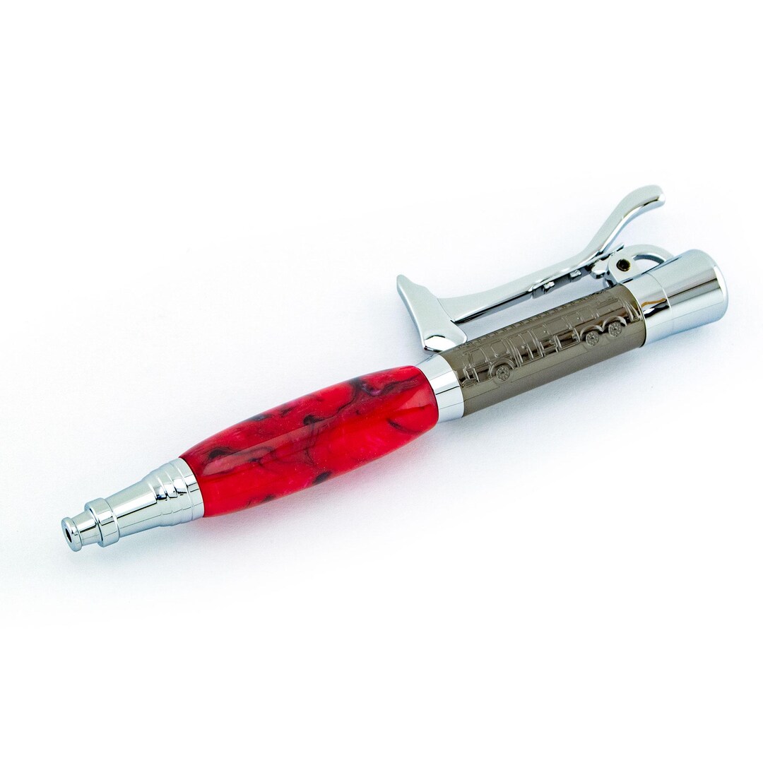Firefighter Fireman Ballpoint Pen Artisan Crafted Red Acrylic Lever ...