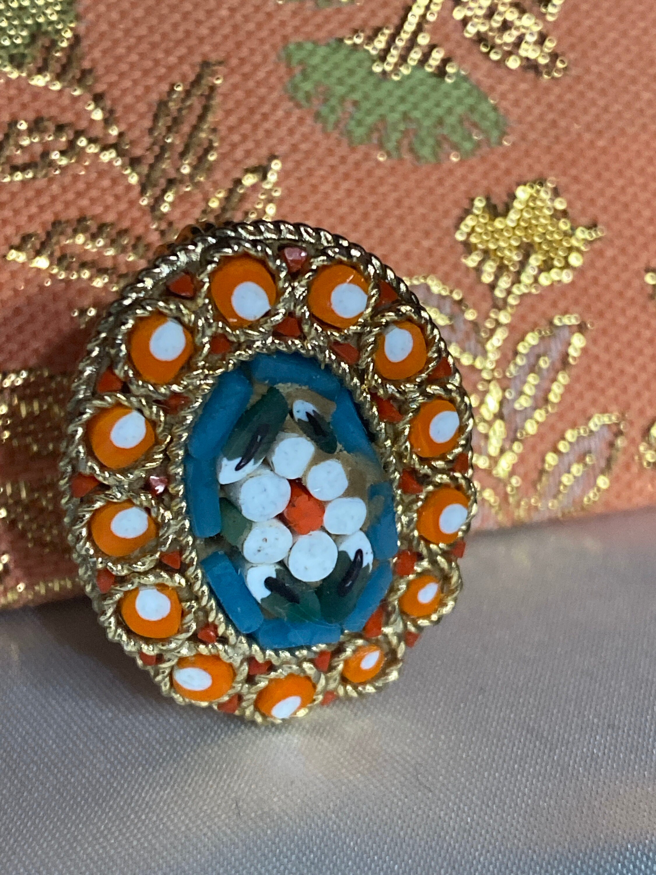 Micro Mosaic Vintage Brooch - Etsy