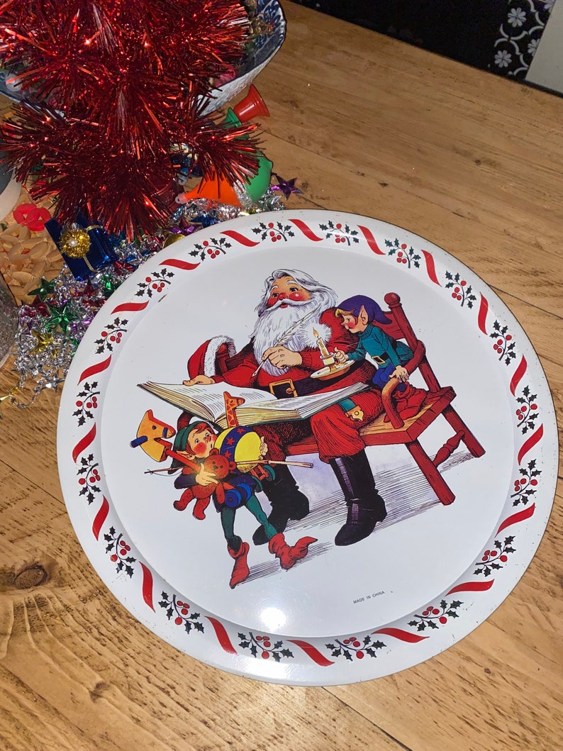 Large Vintage Christmas Tray Home & Living Home Décor etna.com.pe