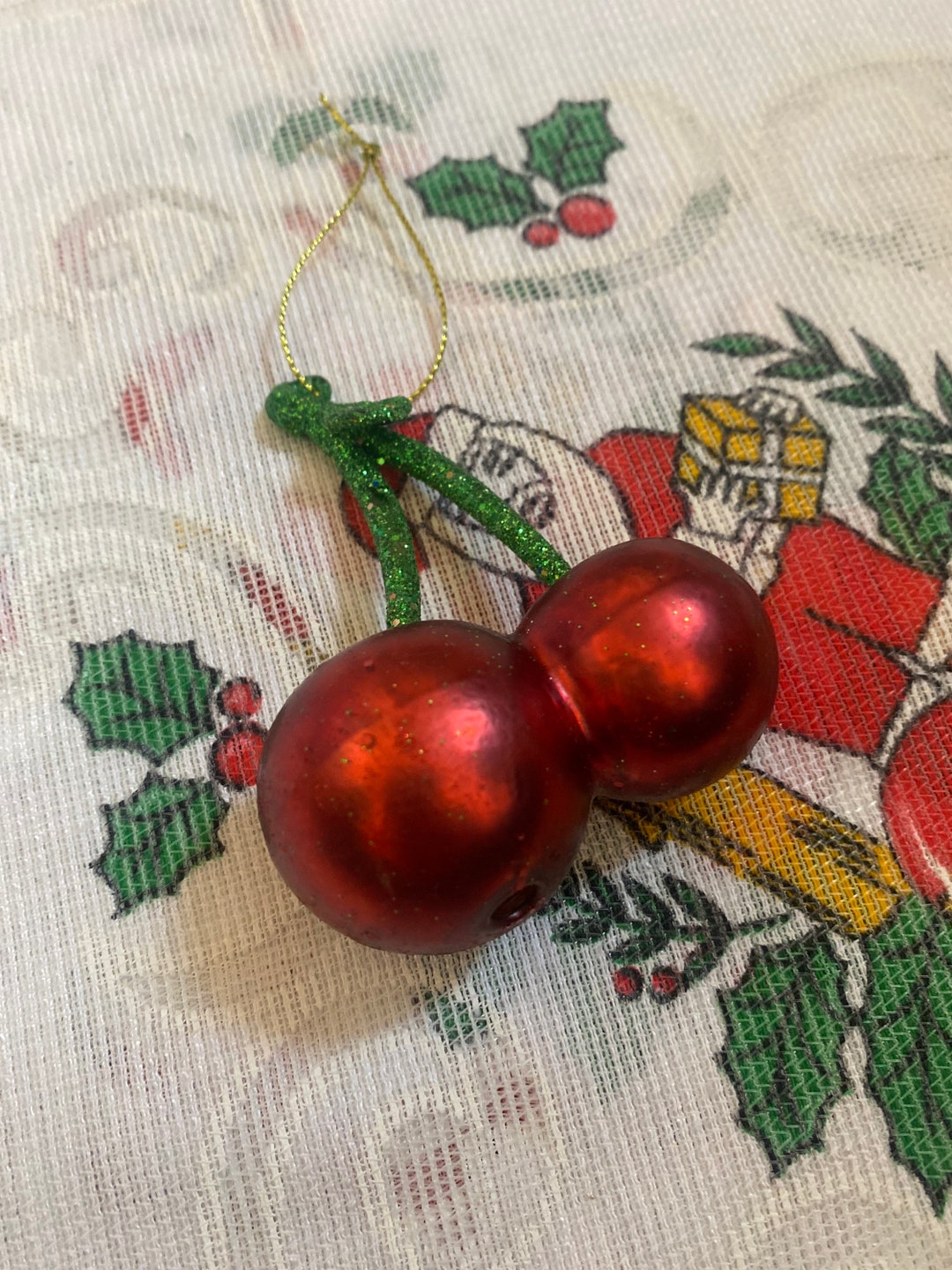 Glass Cherry Christmas Tree Decoration - Matt - Etsy UK