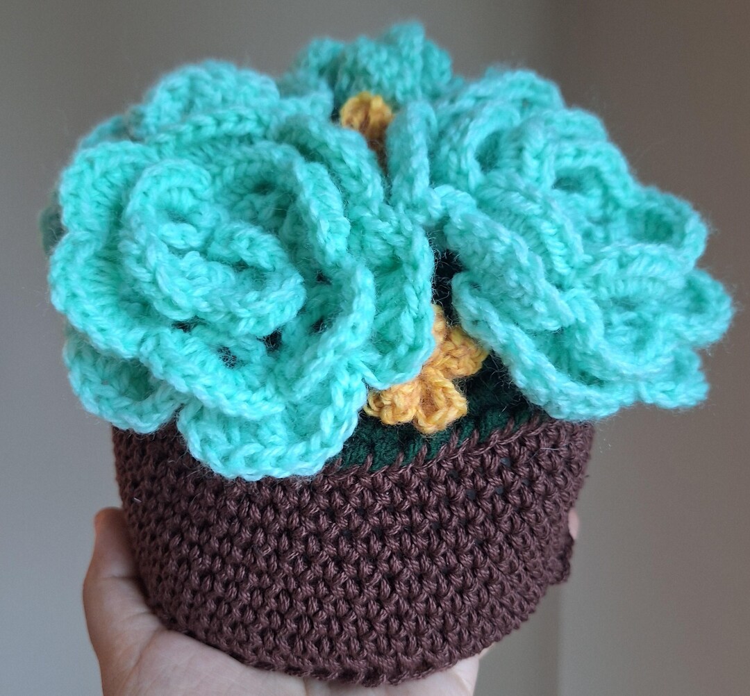 Crochet Rose Flower Pot Pattern - Etsy