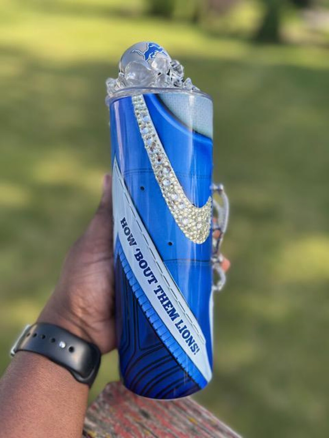 Lion's Tumbler, Ice Topper, With Straw. Detroit Lions Football - Etsy