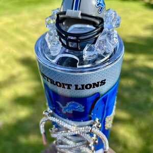 Lion's Tumbler, Ice Topper, With Straw. Detroit Lions Football - Etsy