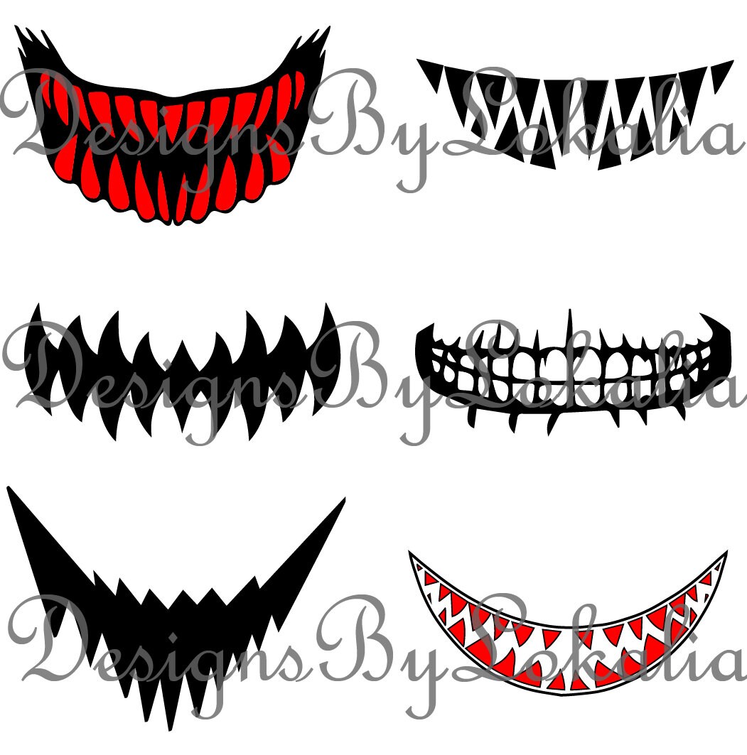Drawing & Illustration Digital Scary Mouth Svg Bundle Fangs Svg Bundle ...
