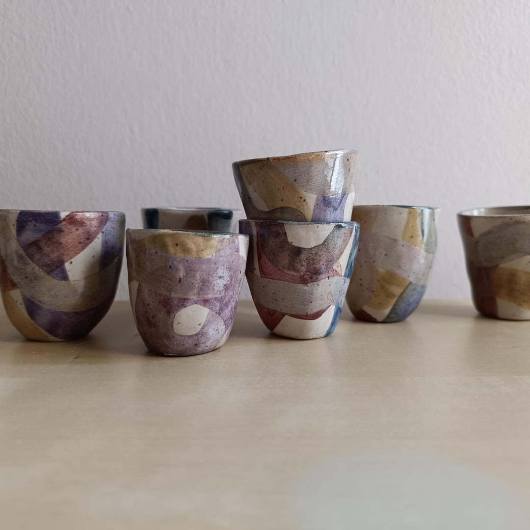 Set of 2 Whimsical Mini Cups – Speckled Stoneware Pinch Pots With ...