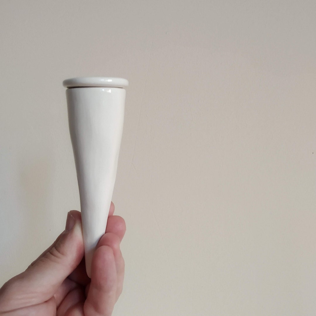 One White Organic Style Ceramic Olla, Handmade Plant Oya, Modern ...