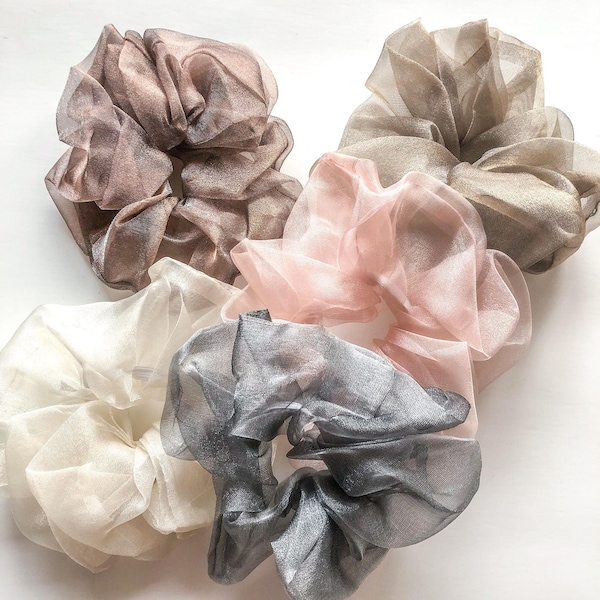 Messy Bun Scrunchie Brown and Grey - Etsy