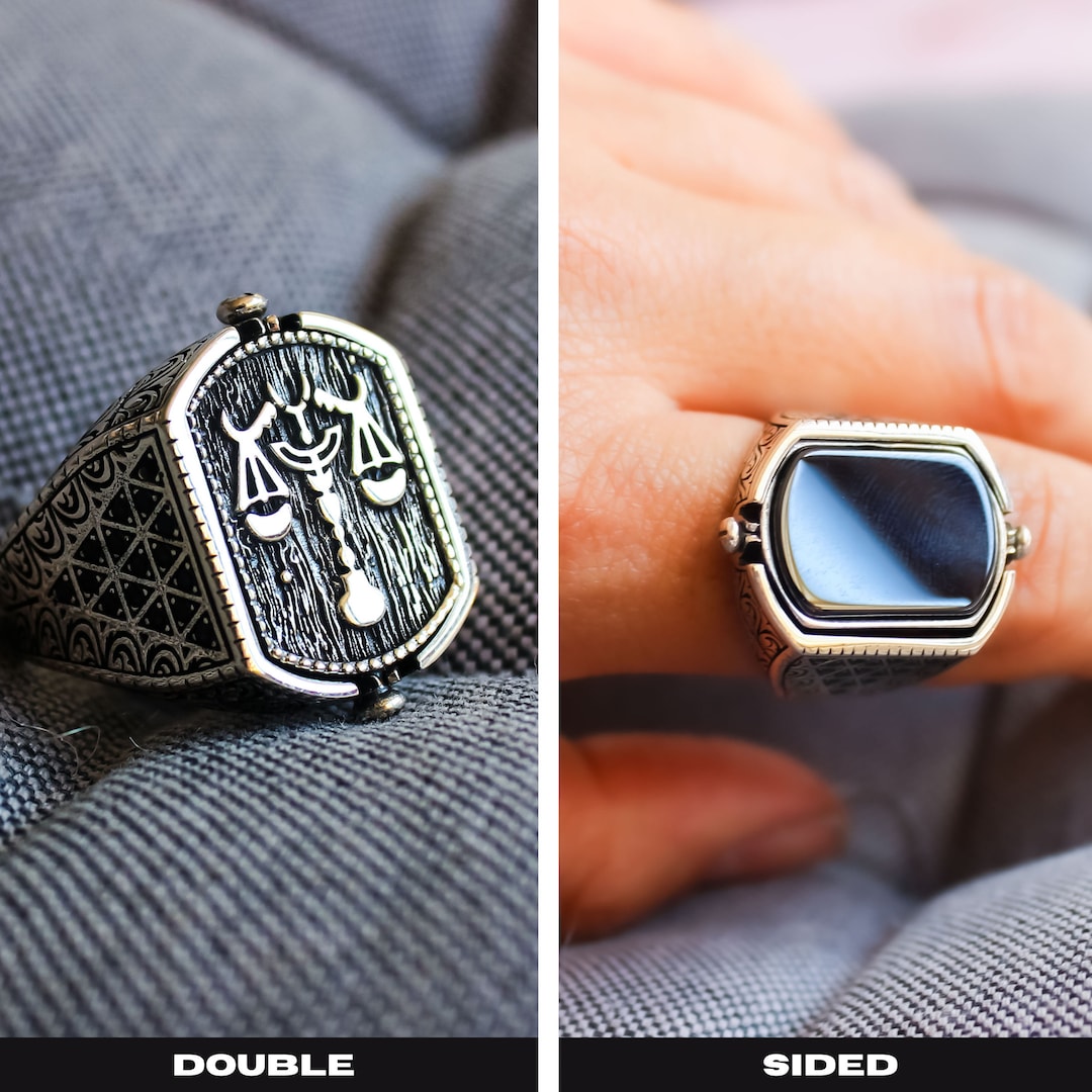 Sterling Silver Scale Ring, Scales of Justice Ring, Silver Oxide Men's ...