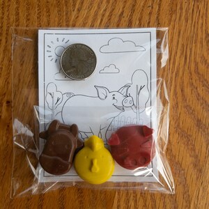 Farm Animal Crayon Party Favors, Birthday Party Favor, Cow, Bull, Pig ...