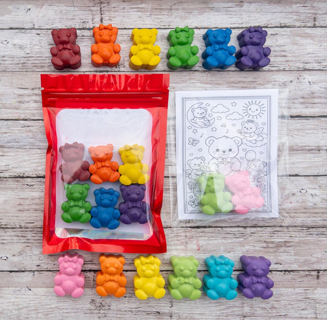 Teddy Bear Crayons Gift Set & Kids Party Favors - Etsy