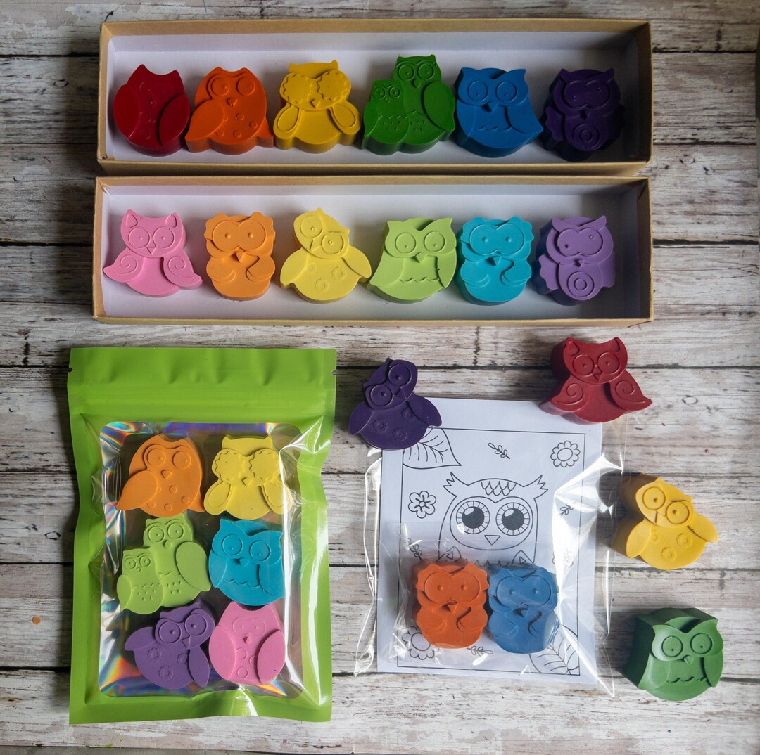 Owl Crayon Party Favors, Kids Gifts, Stocking Stuffers, Easter Basket ...