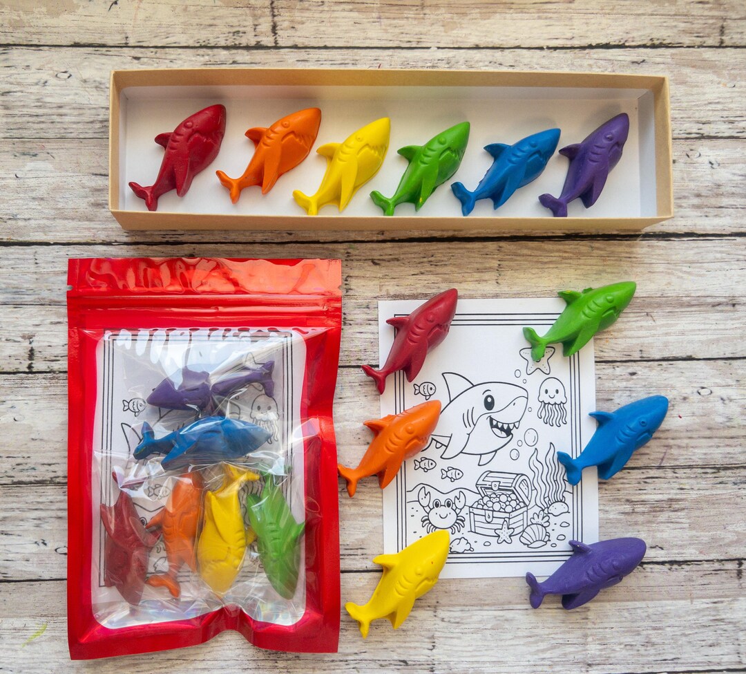 Shark Crayons Gift Set: Ocean Party Favors, Kids Present - Etsy