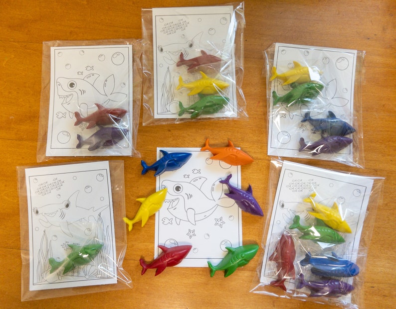 Shark Crayon Gift Set Shark Party Favor Ocean Party Favor - Etsy