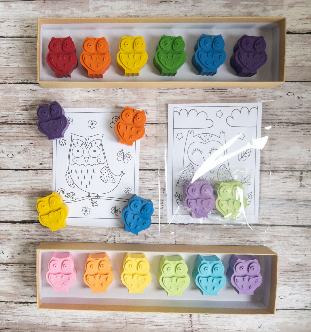 Owl Crayons: Kids Party Favors, Stocking Stuffers - Etsy