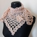 Small Triangular Shawl in Pure Cream-colored Wool, Handmade Crochet ...