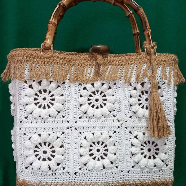 Small Triangular Shawl in Pure Cream-colored Wool, Handmade Crochet ...