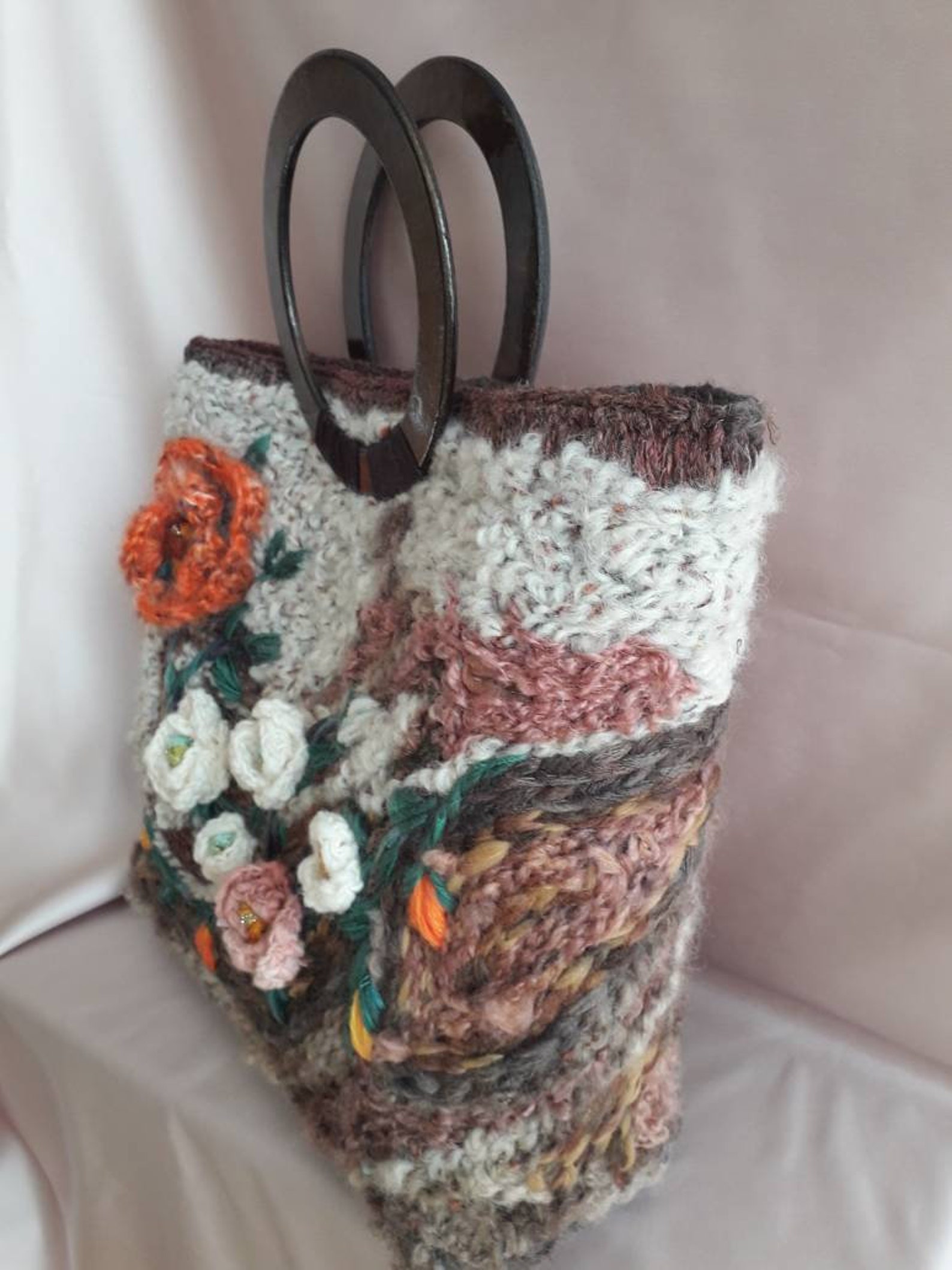Freeform Bag in Crochet and Embroidery With Various Colors - Etsy