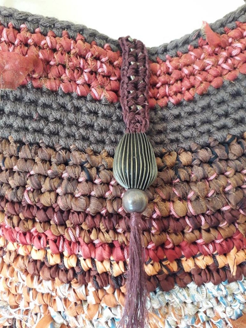 Eco-friendly Fashion Brown and Beige Crochet Bag Handmade in - Etsy