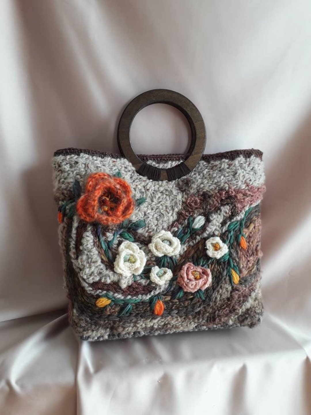 Freeform Bag in Crochet and Embroidery With Various Colors - Etsy