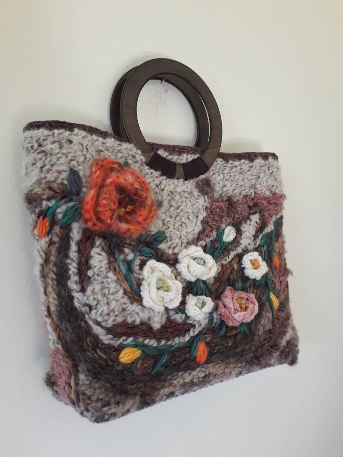 Freeform Bag in Crochet and Embroidery With Various Colors - Etsy