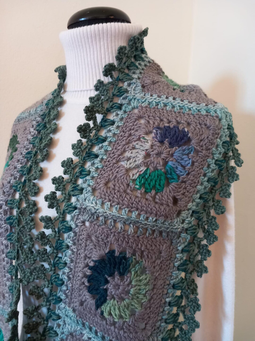 Handmade Patchwork Crochet Scarf With Granny Squares - Made in Italy - Etsy