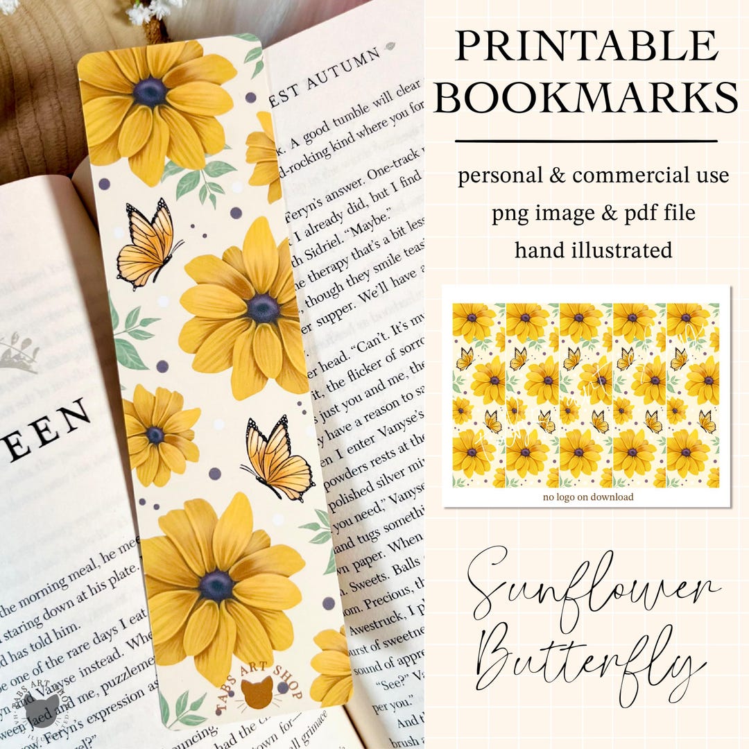 Printable Sunflower Bookmarks | Digital Download Bookmark | Ready to ...