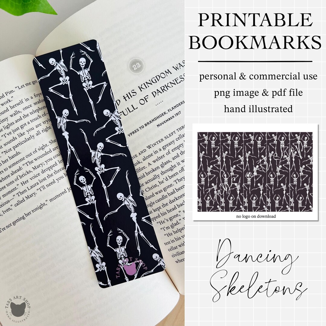 Printable Skeleton Bookmarks | Digital Download Bookmark | Ready to ...