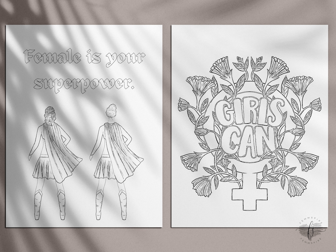 Women Empowerment Coloring Book Printable Adult Coloring Pages Feminist ...