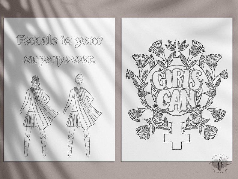 Women Empowerment Coloring Book Printable Adult Coloring Pages Feminist ...